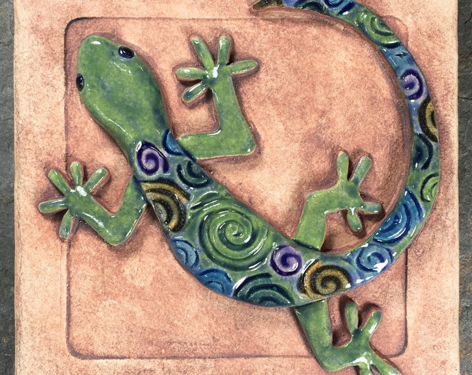 Gecko Tile 4 Inch Ceramic Art Tile Garden Tile Accent - Etsy