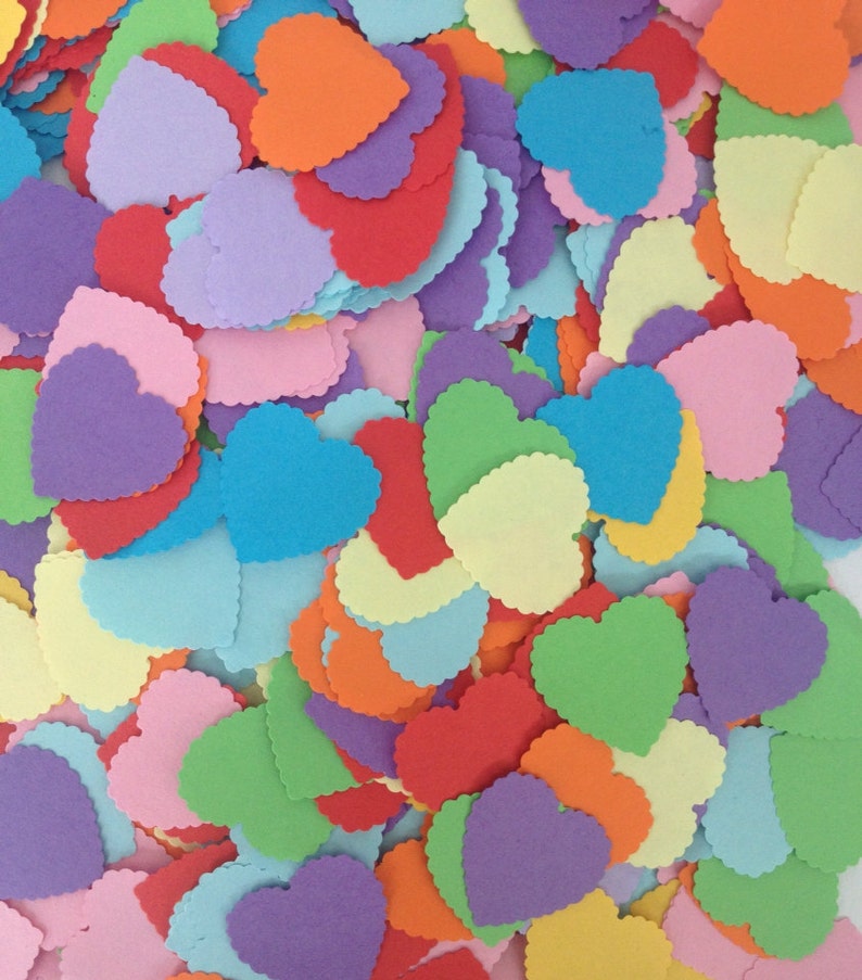 Rainbow Paper Heart Handmade Confetti- Vintage Shabby Chic - Wedding ...