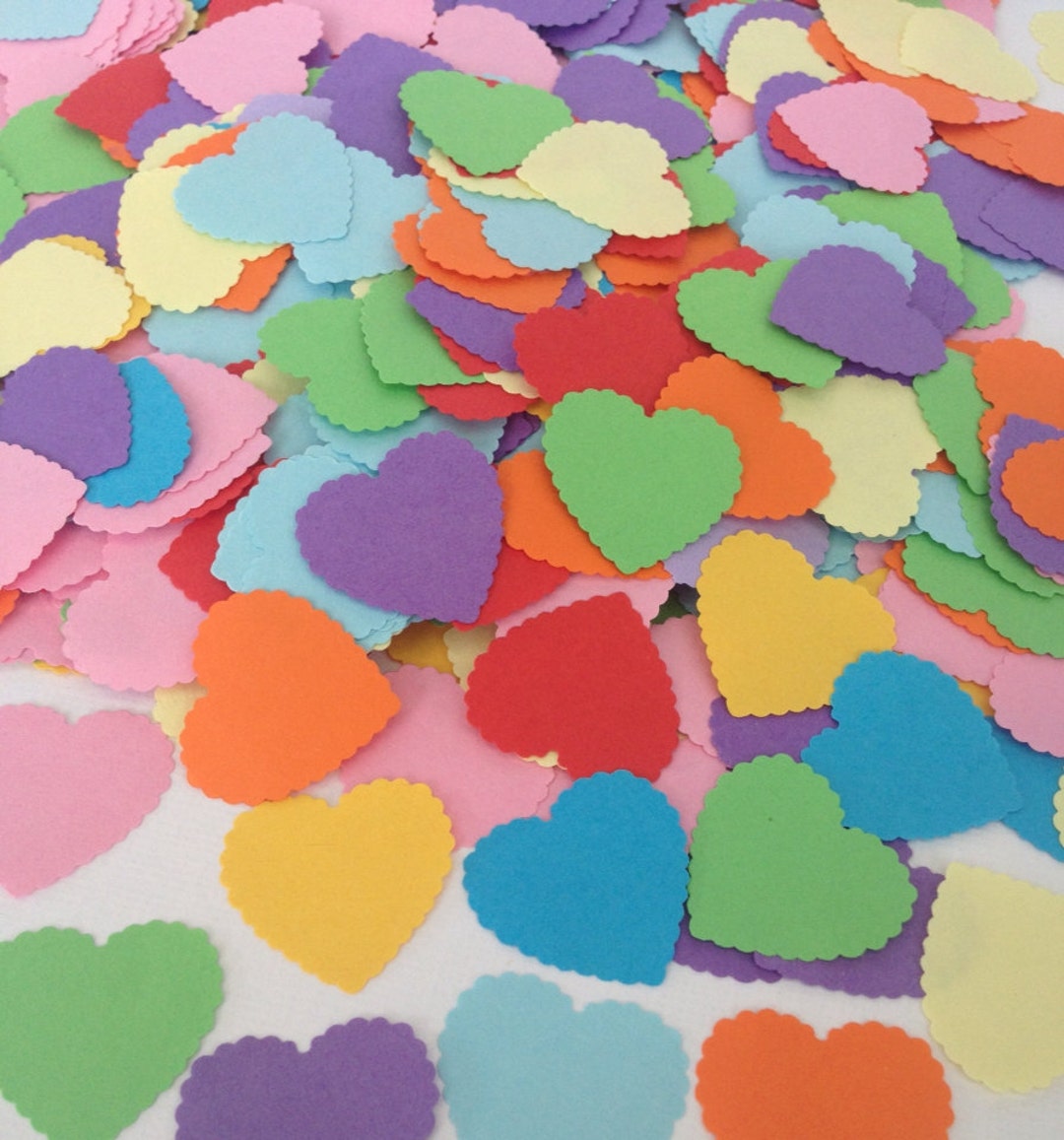 Rainbow Paper Heart Handmade Confetti- Vintage Shabby Chic - Wedding ...