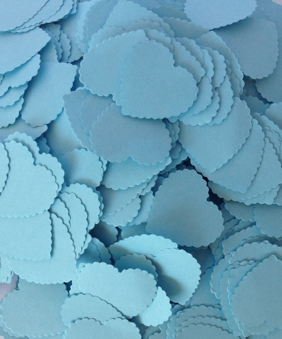 Blue Baby Shower Heart Confetti Vintage Shabby Chic Wedding Confetti ...