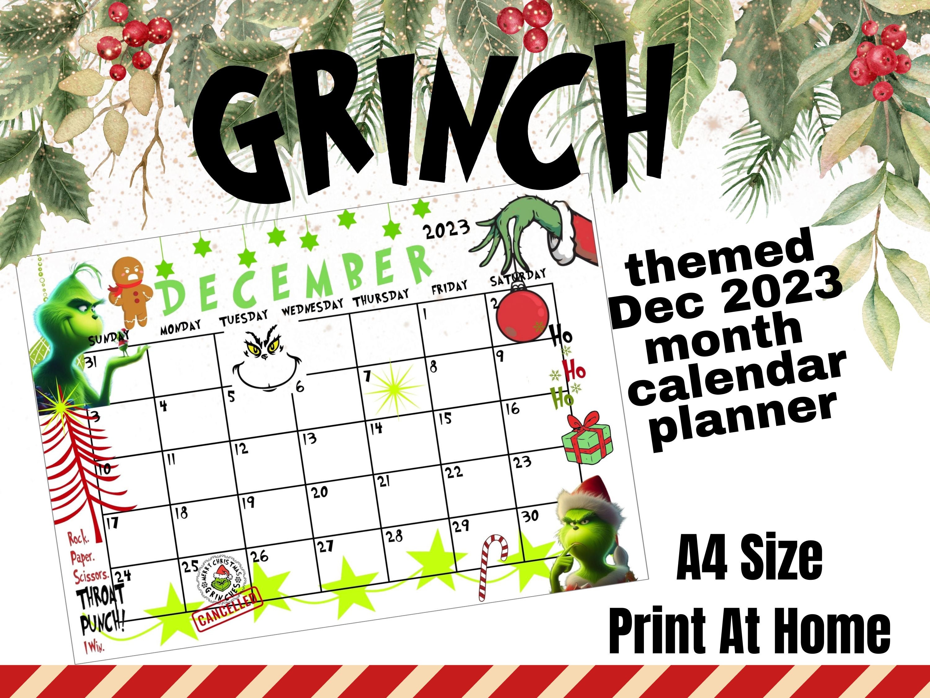 Digital Download Print at Home December 2023 Month to a Page Calendar ...