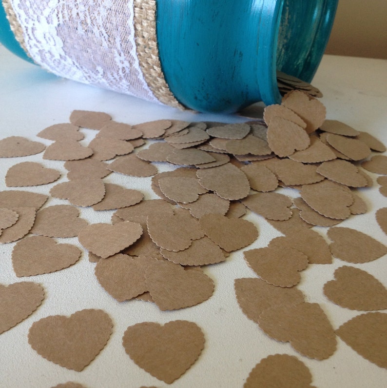 Natural Heart Wedding Confetti- Vintage Shabby Chic Rustic - Wedding ...