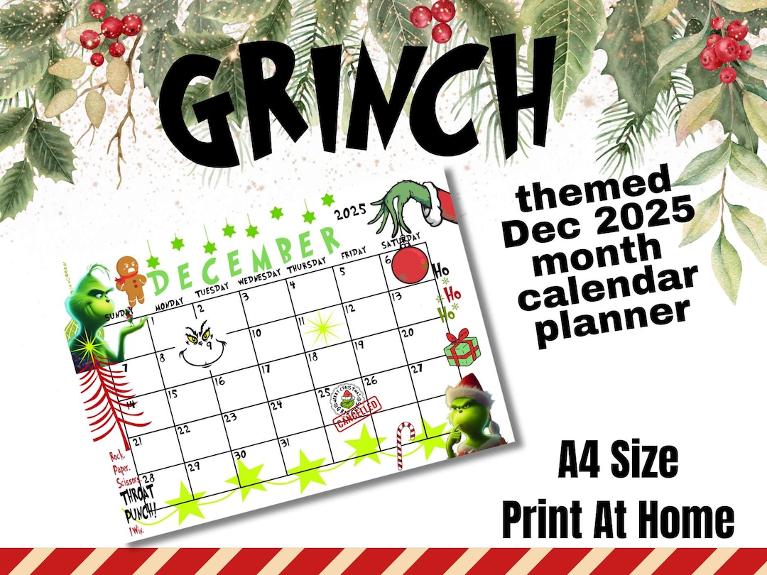 Digital Download Print at Home December 2025 Month to a Page Calendar ...