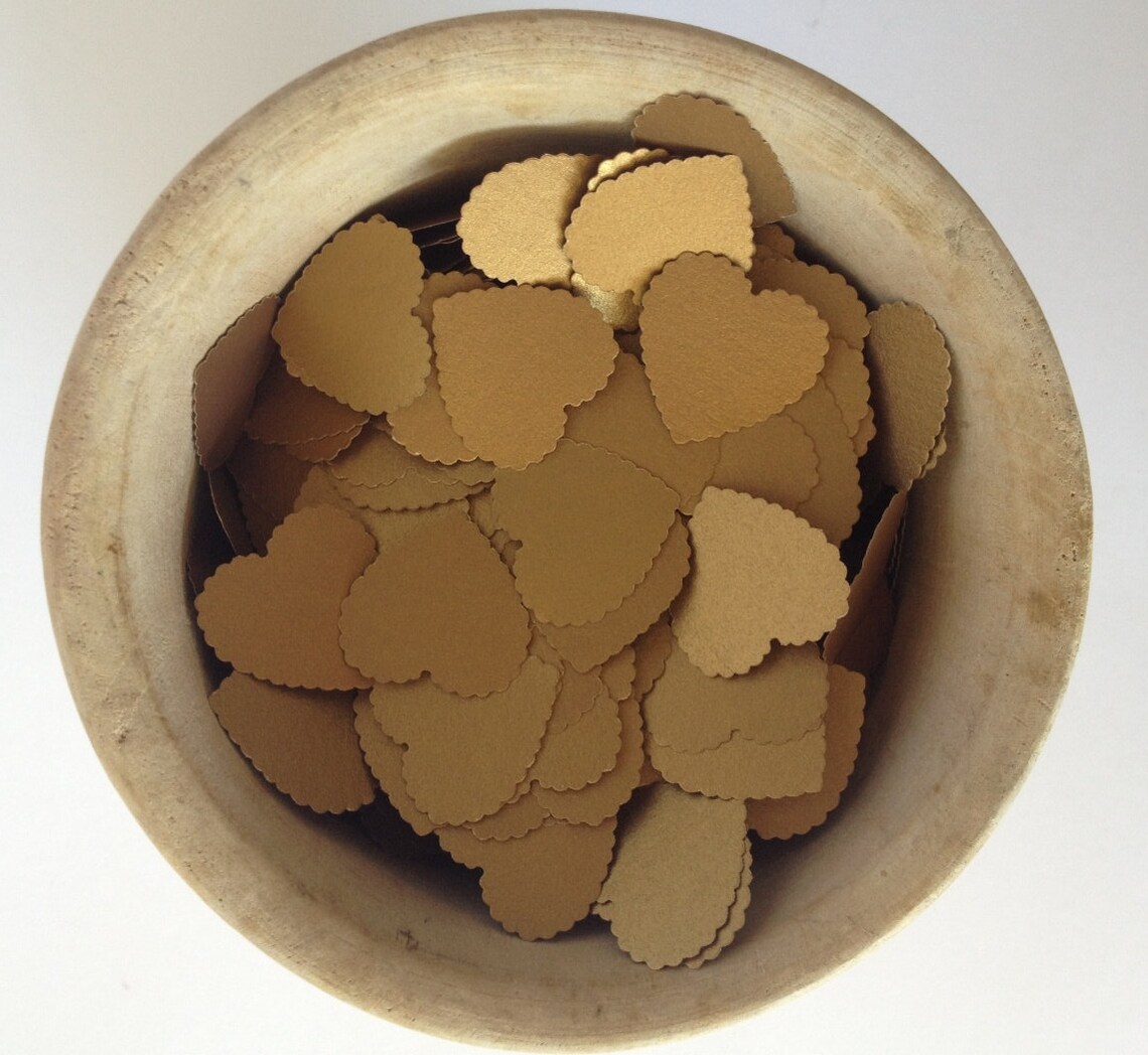 Metallic Gold Heart Wedding Confetti- Vintage Shabby Chic - Wedding ...