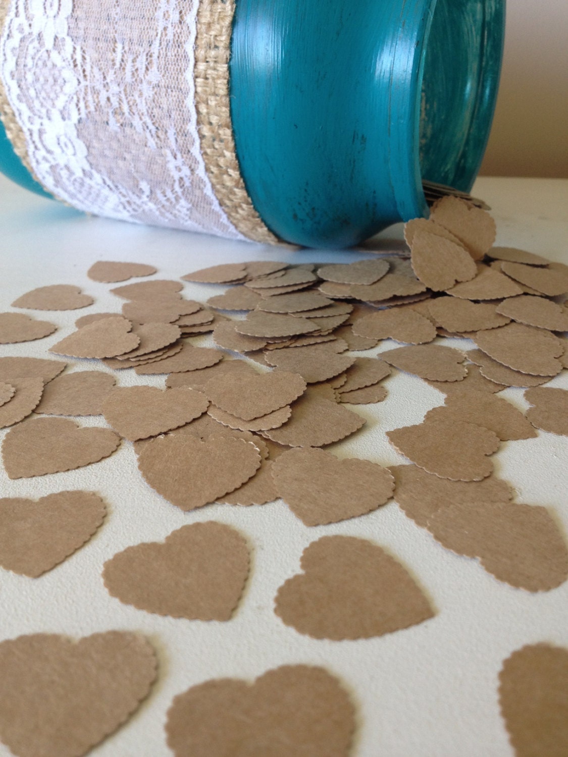 Natural Heart Wedding Confetti- Vintage Shabby Chic Rustic - Wedding ...