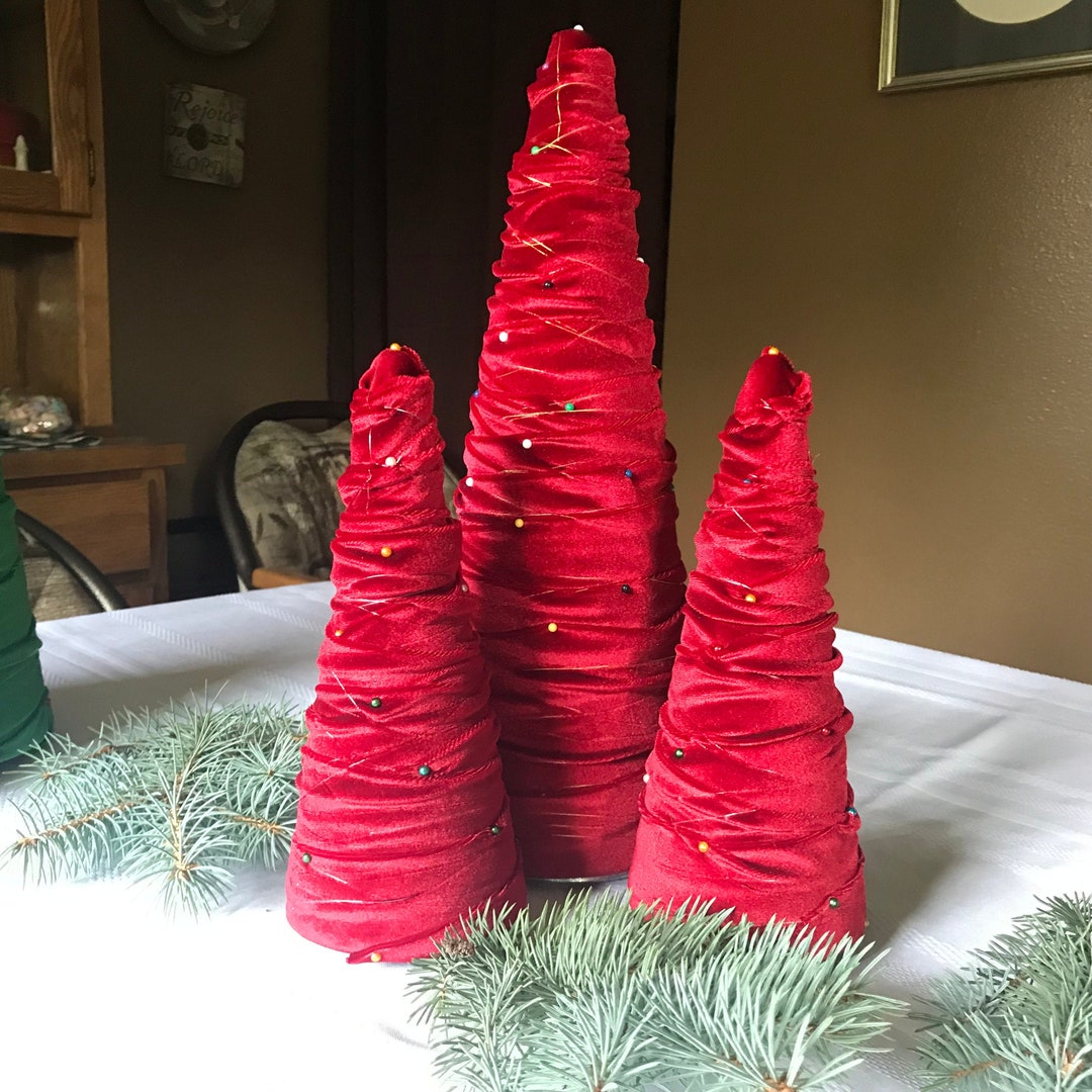 Valentine Velvet Trees, Deep Red Velvet Cone Trees, Cone Trees, Velvet ...