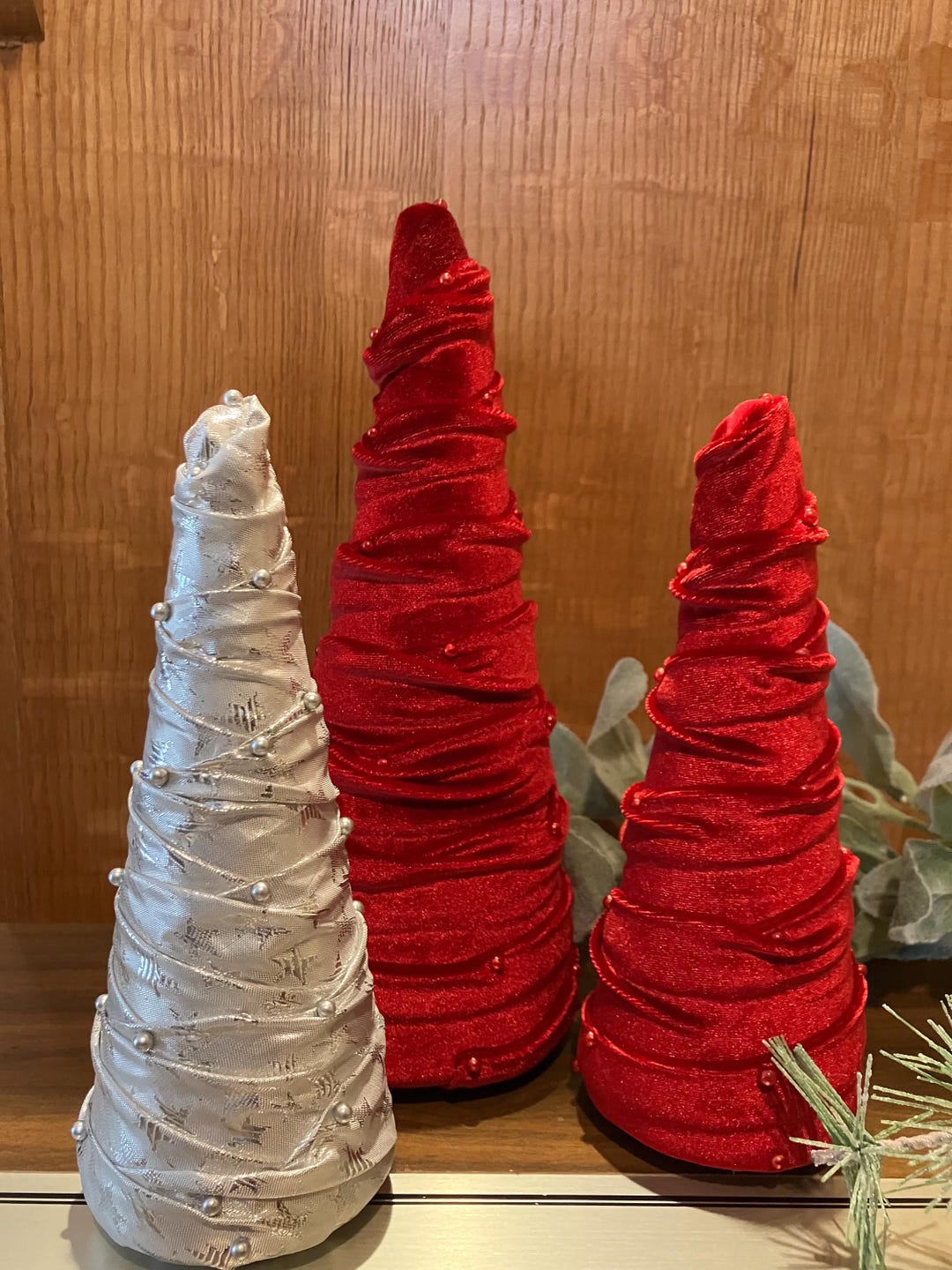 Deep Red Velvet Trees, Christmas Trees, Mantel Decor, Cottagecore, Home ...