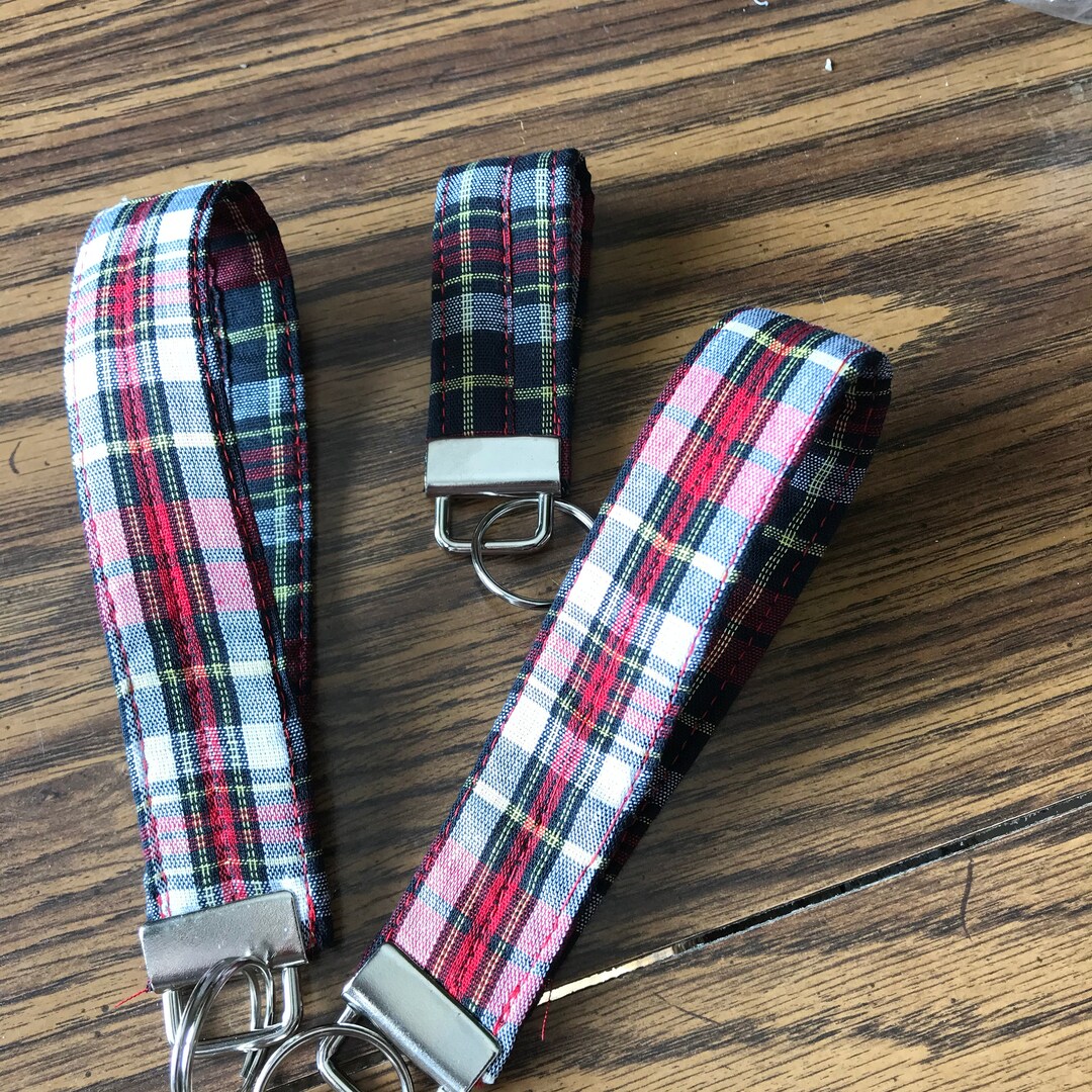 Red and Black Plaid Key Fob: Cotton Keychain for Men - Etsy