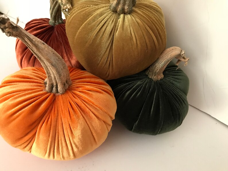 Plush Velvet Pumpkins Velvet Pumpkins Vibrant Orange - Etsy