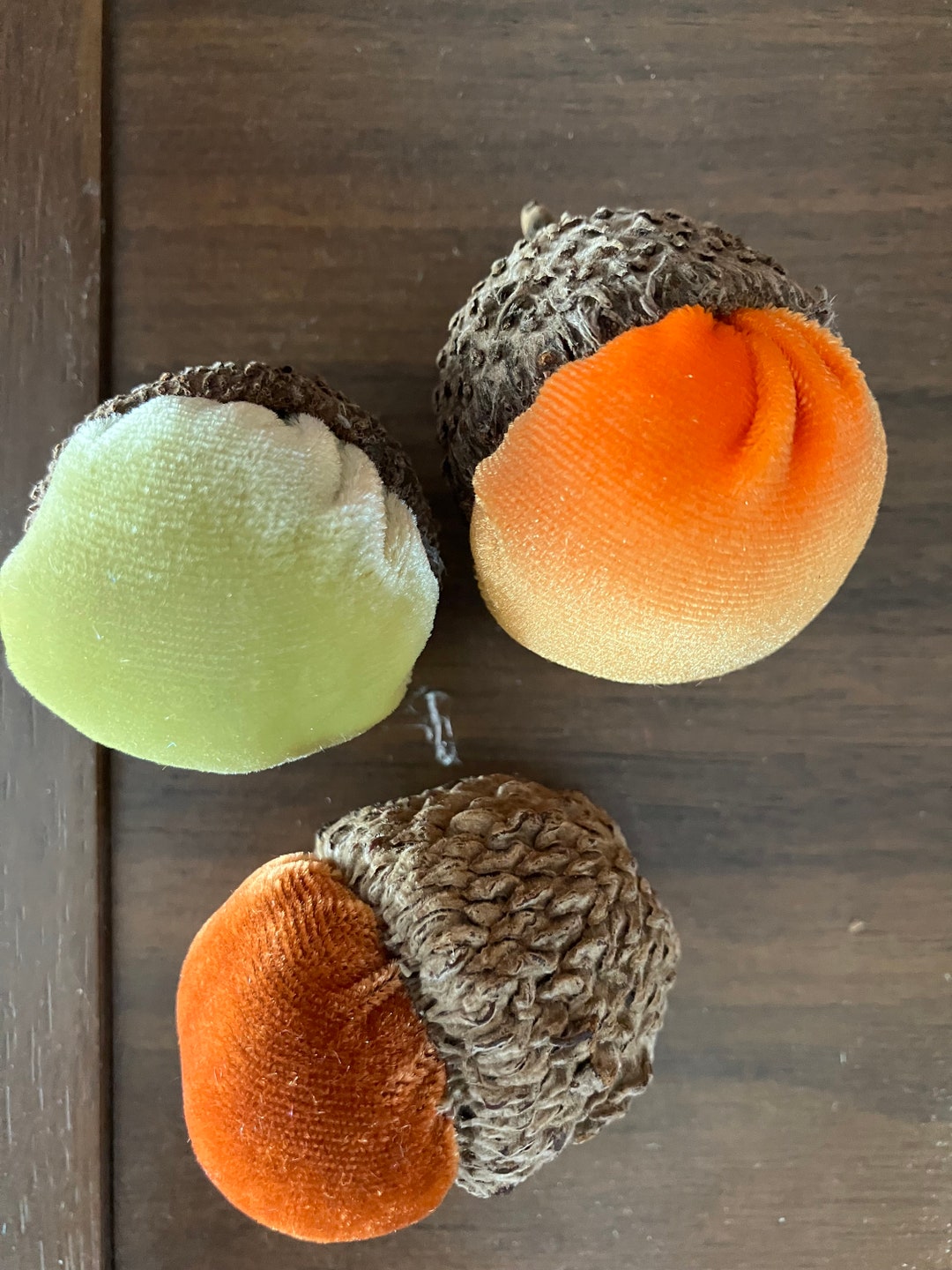 Large Velvet Acorns With Real Acorn Caps, Texas Size Acorns, Fall ...