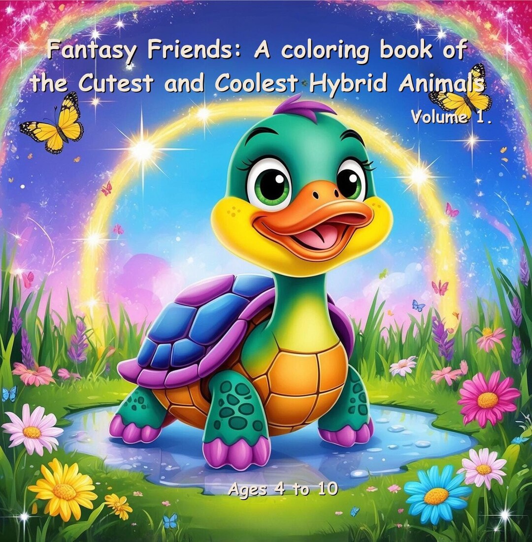 Fantasy Animals. Cute Digital Coloring Book. 35 Pages . Cute, 4-10 Year ...