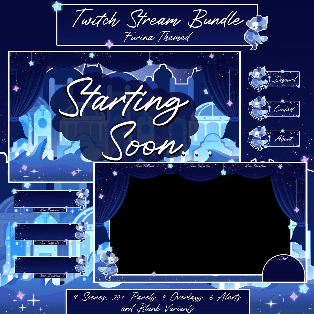 Twitch Stream Bundle - Genshin Impact Furina Themed | 4 Overlays | 20 ...