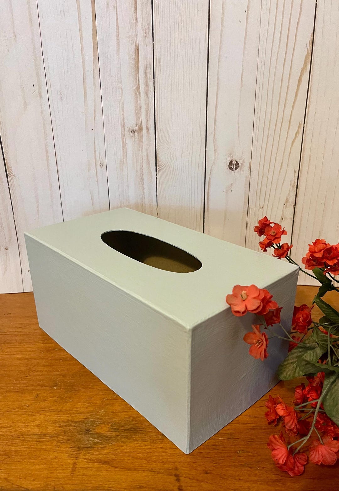 Tissue Box in Soft Grey ~ Rectangular Tissue Box Holder ~ Paper Mache ...