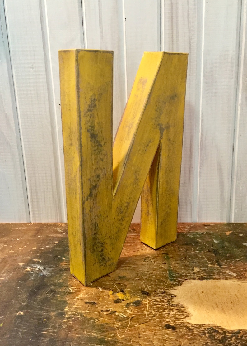 Letter N in Mustard Yellow Sturdy Paper Mache Letter - Etsy