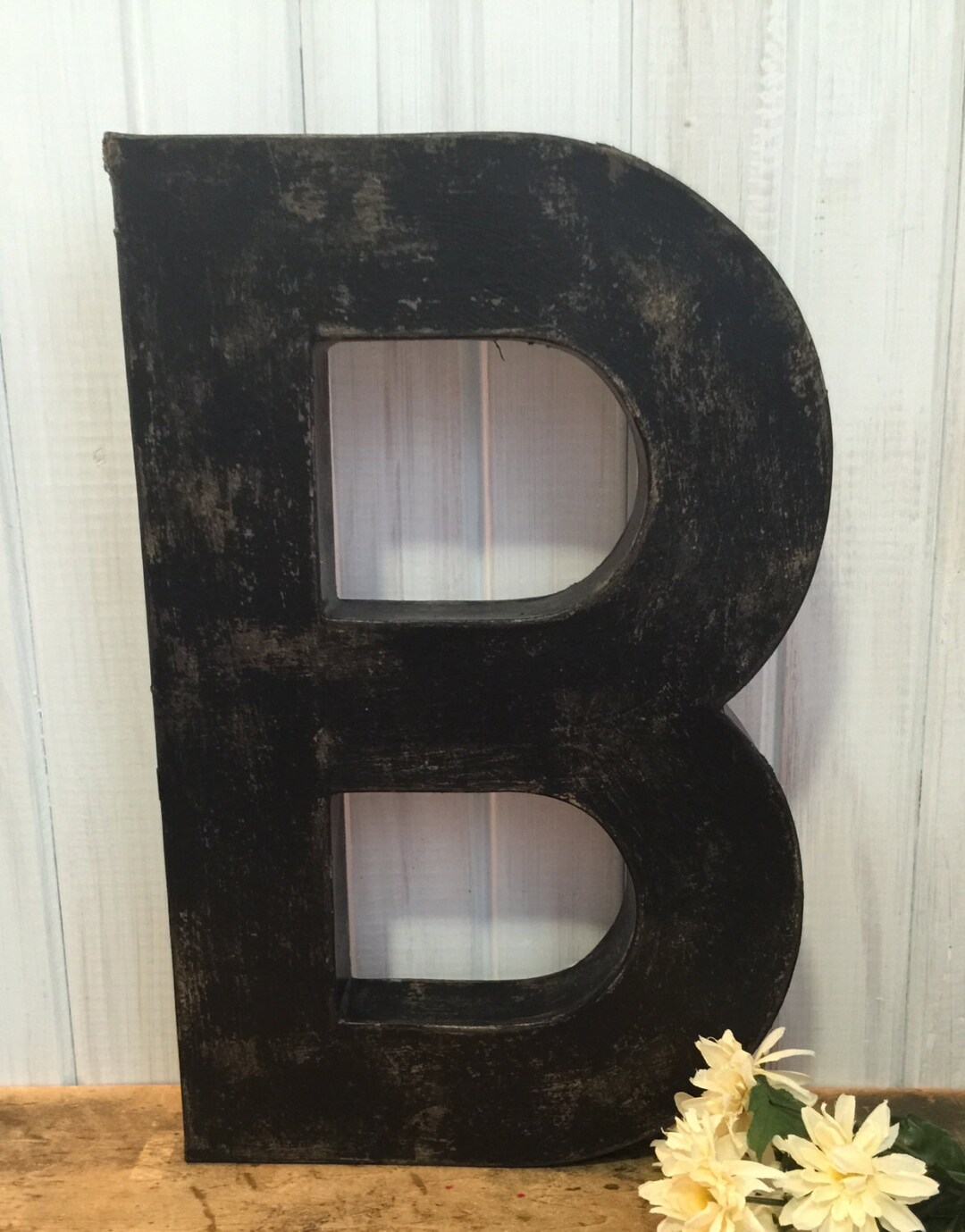 Letter B in Soft Black ~ 16 Inches Tall Free Standing Paper Mache ...