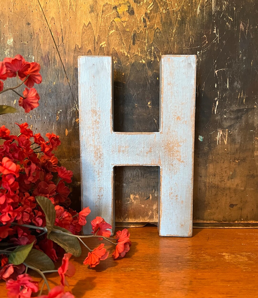 Letter H ~ 8 Inch Letter ~ Sturdy Paper Mache Letter ~ Bird Egg Blue ...