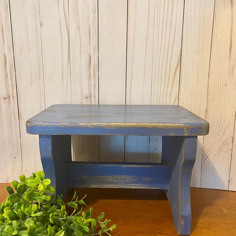Blue Plant Stand Stool - Etsy