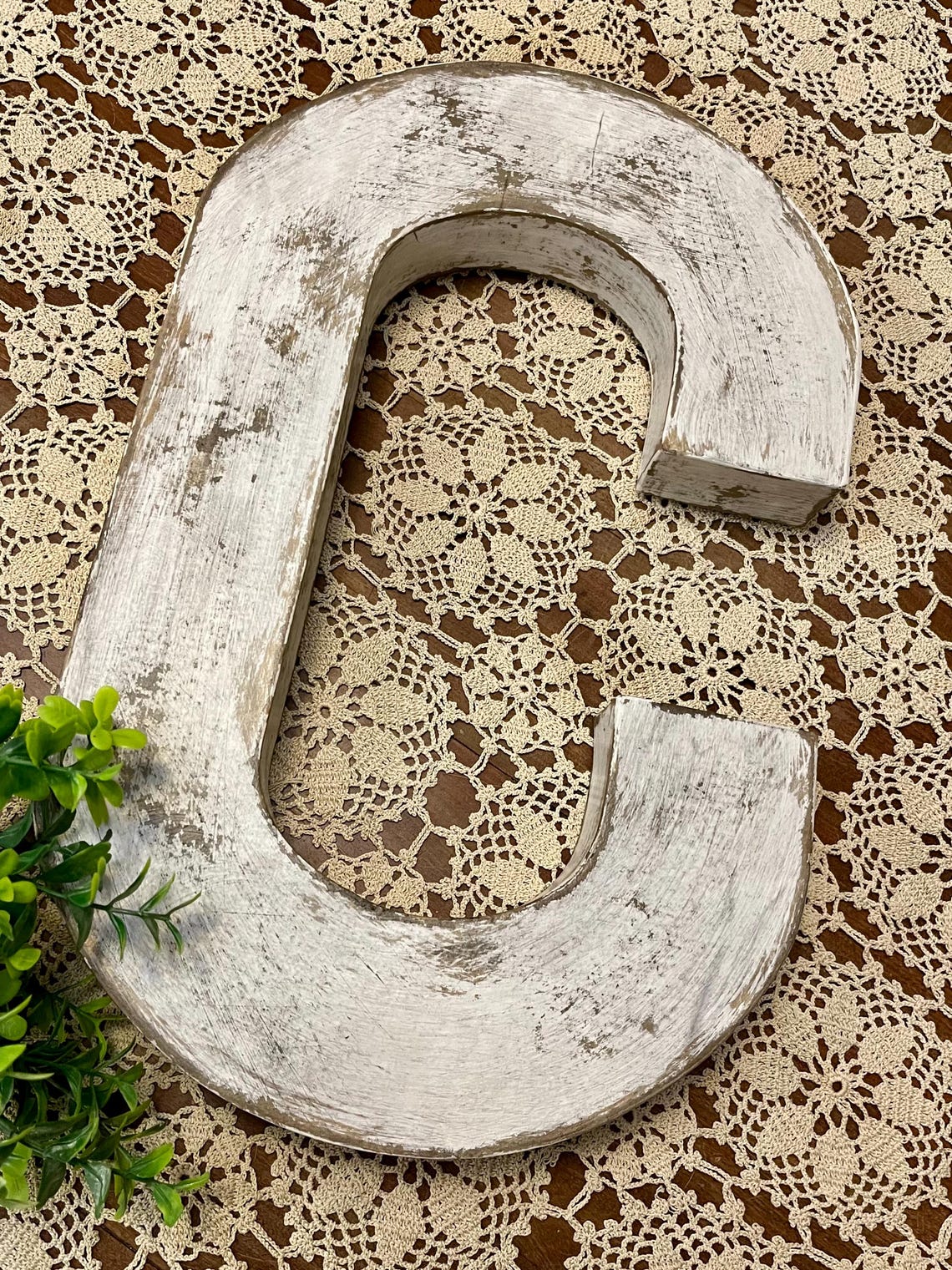 Letter C in Soft White ~ 16 Inches Tall ~ Large Letter C ~ Cottage ...