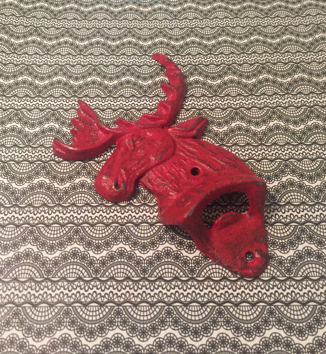 Vintage Inspired Moose Head Metal Bottle Opener ~ Cast Iron Bottle ...