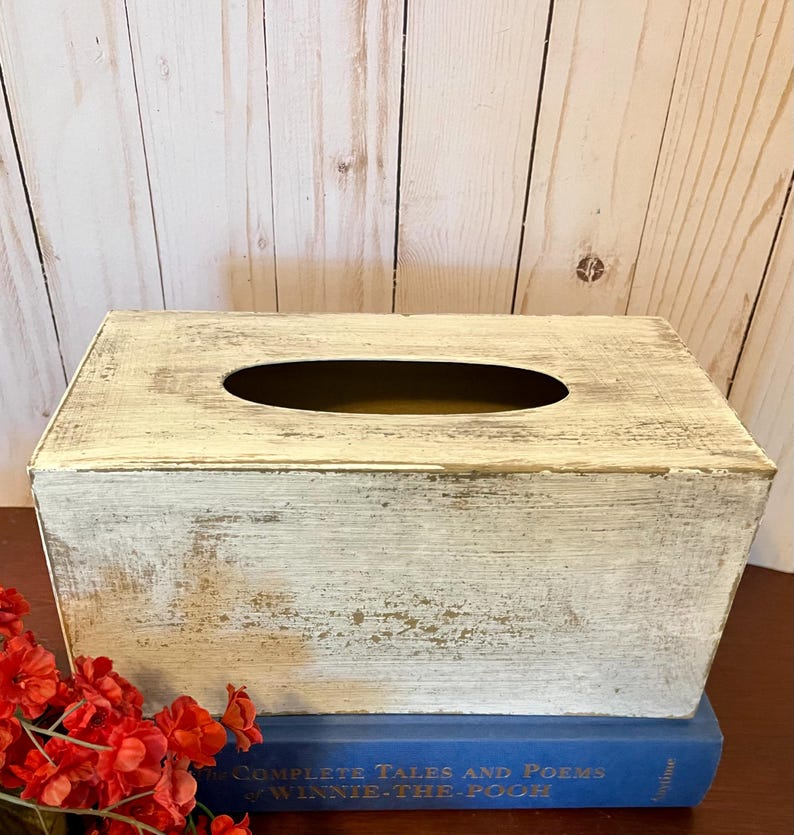 Tissue Box Cover in Soft White ~ Rectangular Tissue Box Holder ~ Paper ...