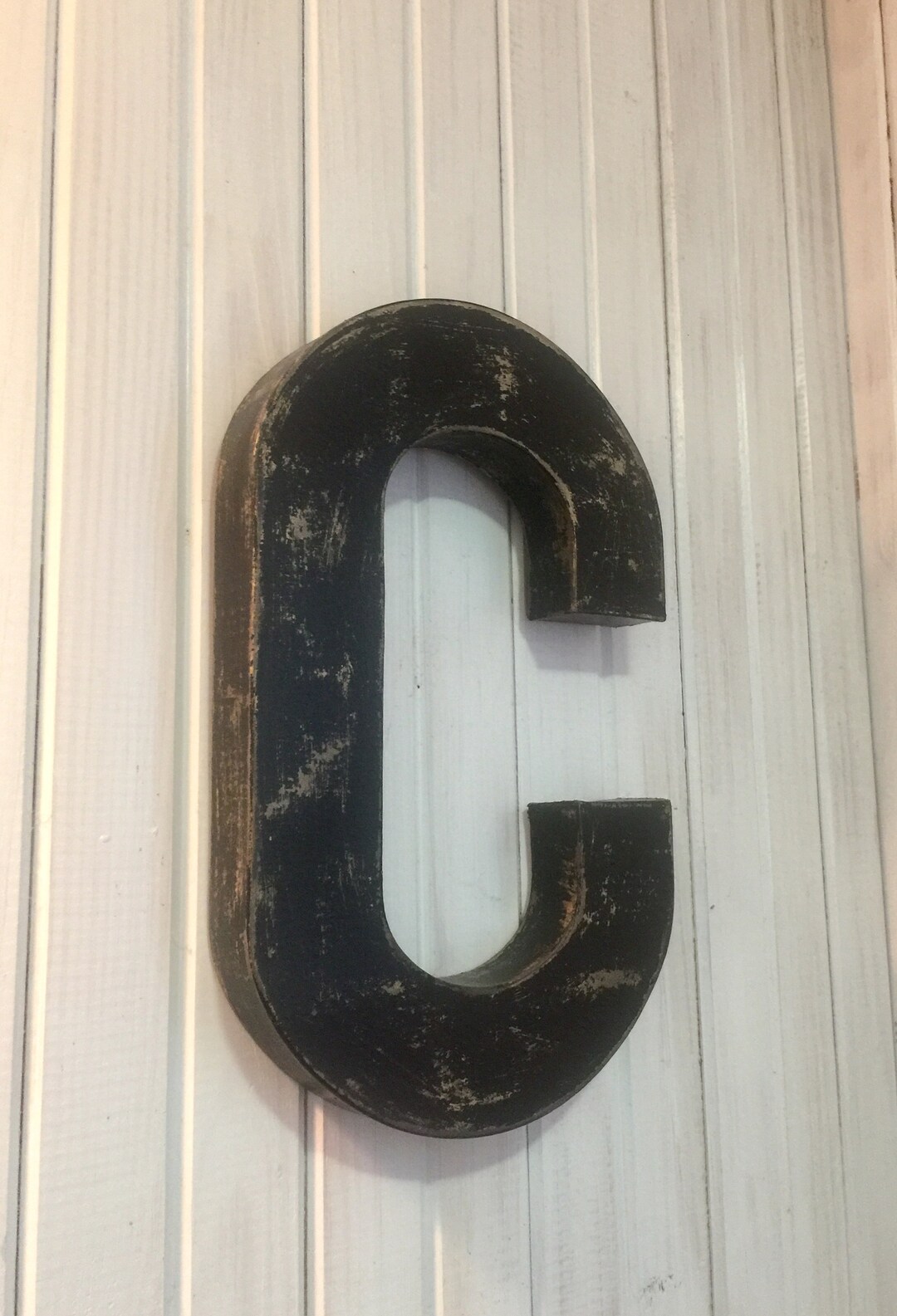 Large Letter C ~ 16 Inches Tall ~ Soft Black ~ Cottage Decor ...