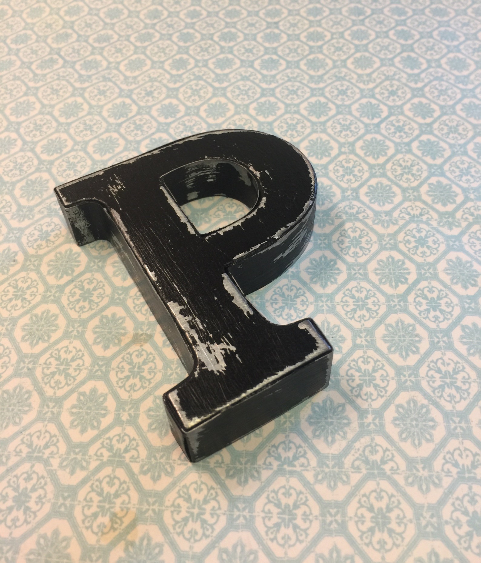 Vintage Inspired Metal Letter P in Soft Black Distressed - Etsy