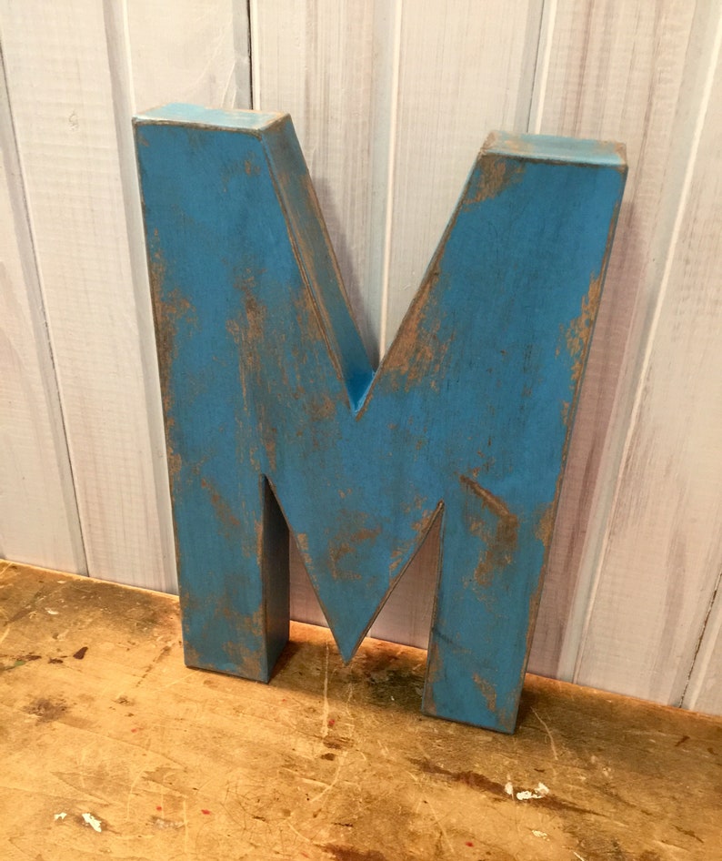 12 Inch Letter M in Turquoise Free Standing Paper Mache - Etsy