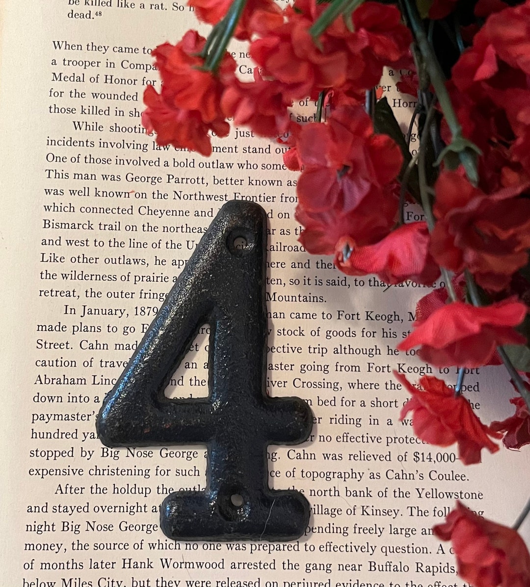 Vintage Inspired Cast Iron Number Four in Navy Blue~house Numbers ...