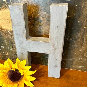 Letter H in Soft Grey 12 Inches Tall Letter Free Standing Cottage Style ...