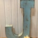 Letter J in Bird Egg Blue 16 Inches Tall Soft White Cottage Decor ...