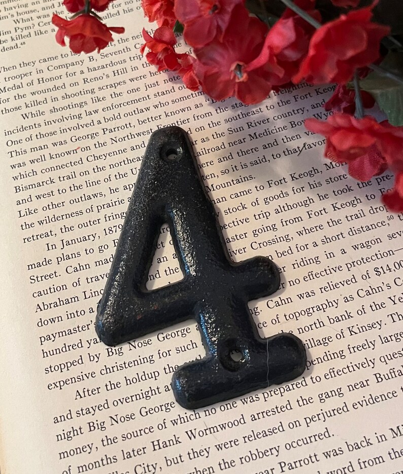 Vintage Inspired Cast Iron Number Four in Navy Blue~house Numbers ...
