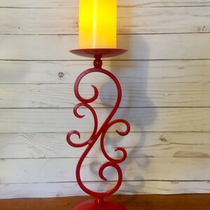 Metal Candle Stand is Red ~ Pillar Candle Holder ~ Red Candle Holder ...