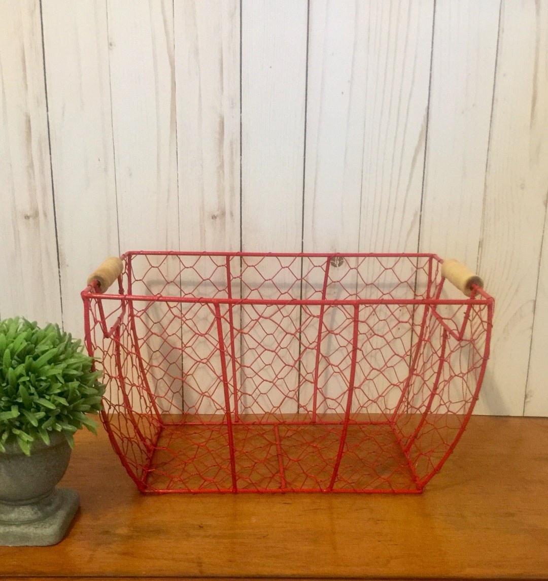 Vintage Inspired Wire Basket in Glossy Fire Engine Red~ Wire Basket ...