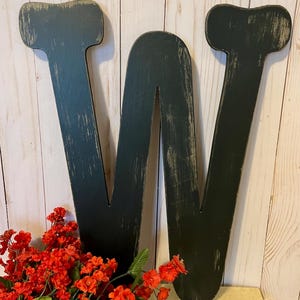 Wooden Letter W in Soft Black ~ 18 Inch Letter ~ Wall Mount ~cottage ...