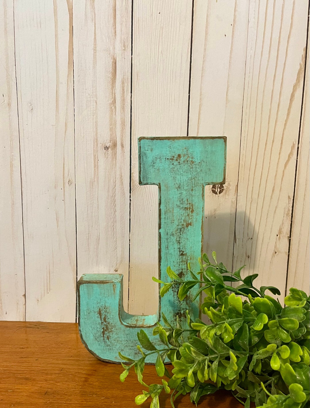 8 Inch Letter J in Bird Egg Blue ~ Letter J ~ Sturdy Paper Mache Letter ...