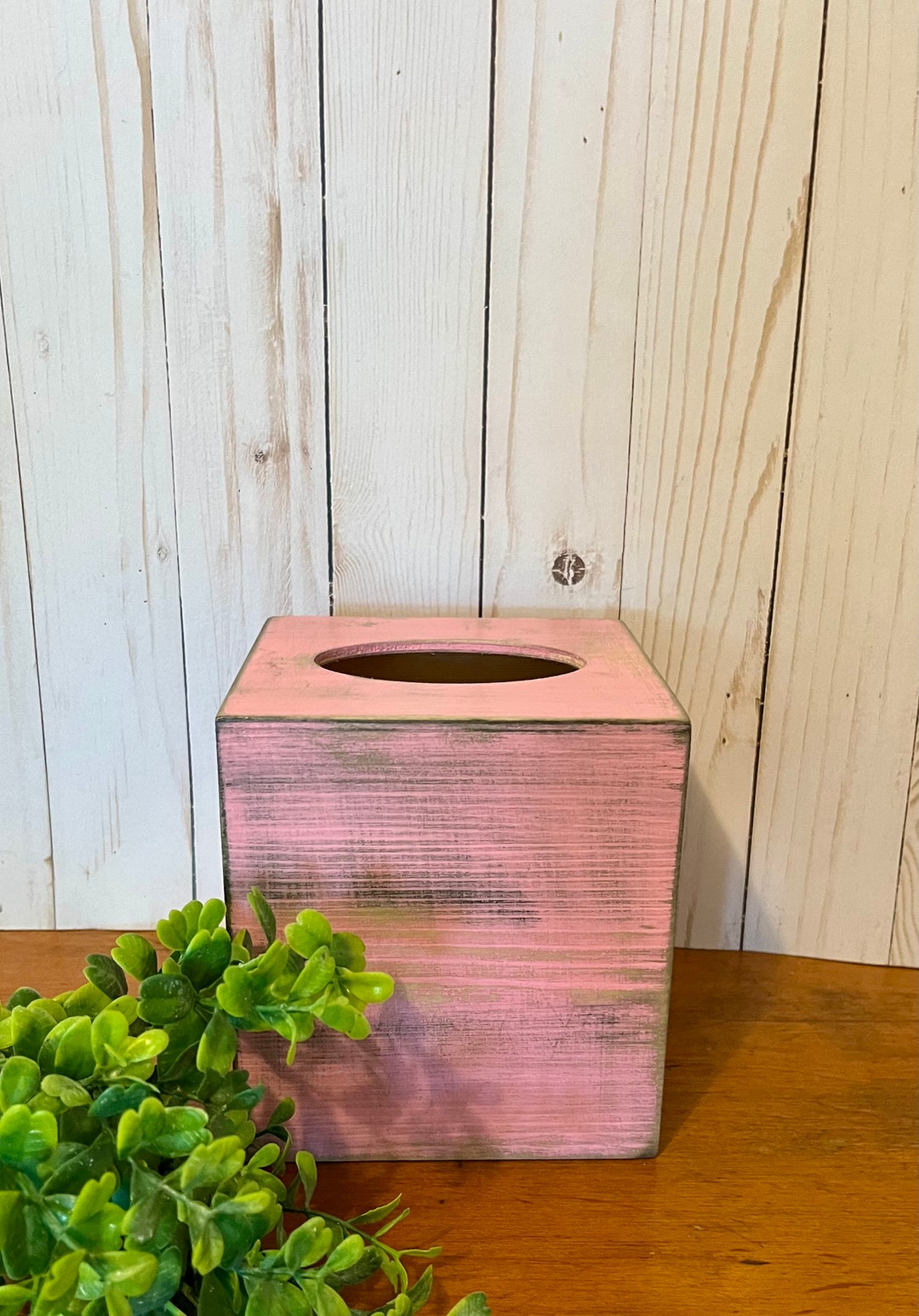 Wooden Tissue Box in Baby Pink ~ Tissue Box ~ Square Tissue Box Holder ...