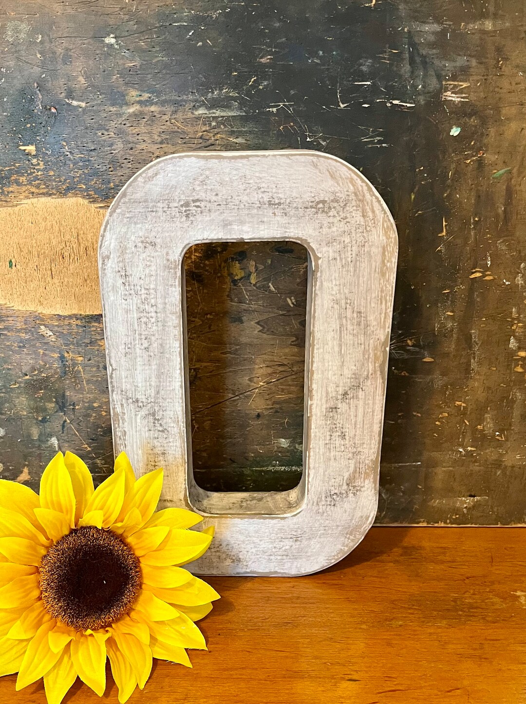 12 Inch Letter O in Soft White Free Standing Paper Mache Distressed ...