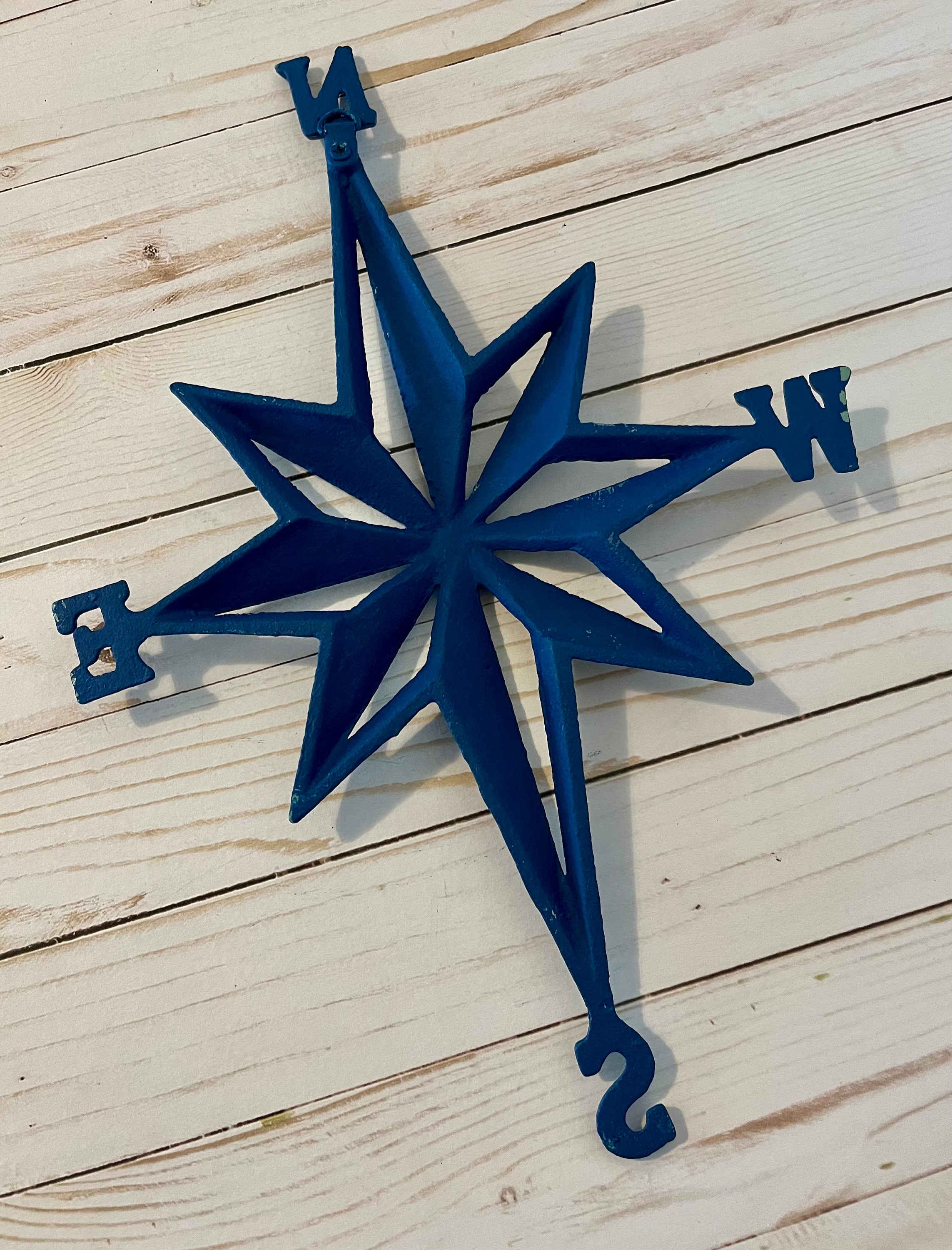 Vintage Inspired Nautical Compass ~ Navy Blue ~ Distressed Wall Art ...