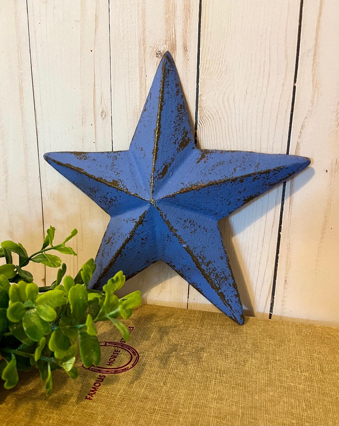 Vintage Inspire Cast Iron Star in Cornflower Blue ~ Distressed Metal ...