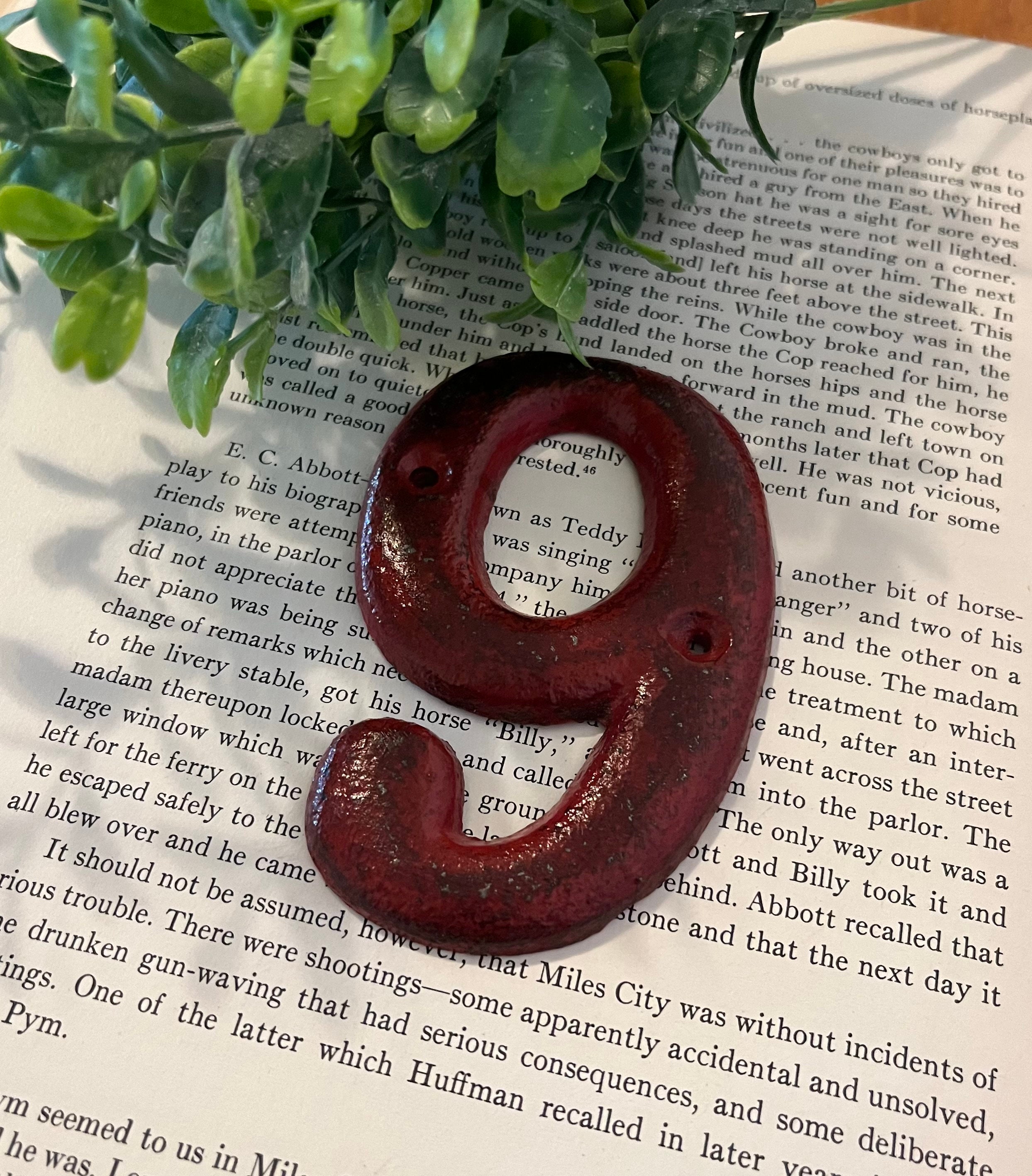 Vintage Inspired Cast Iron Numbers Six or Nine in Fire Engine Red~house ...