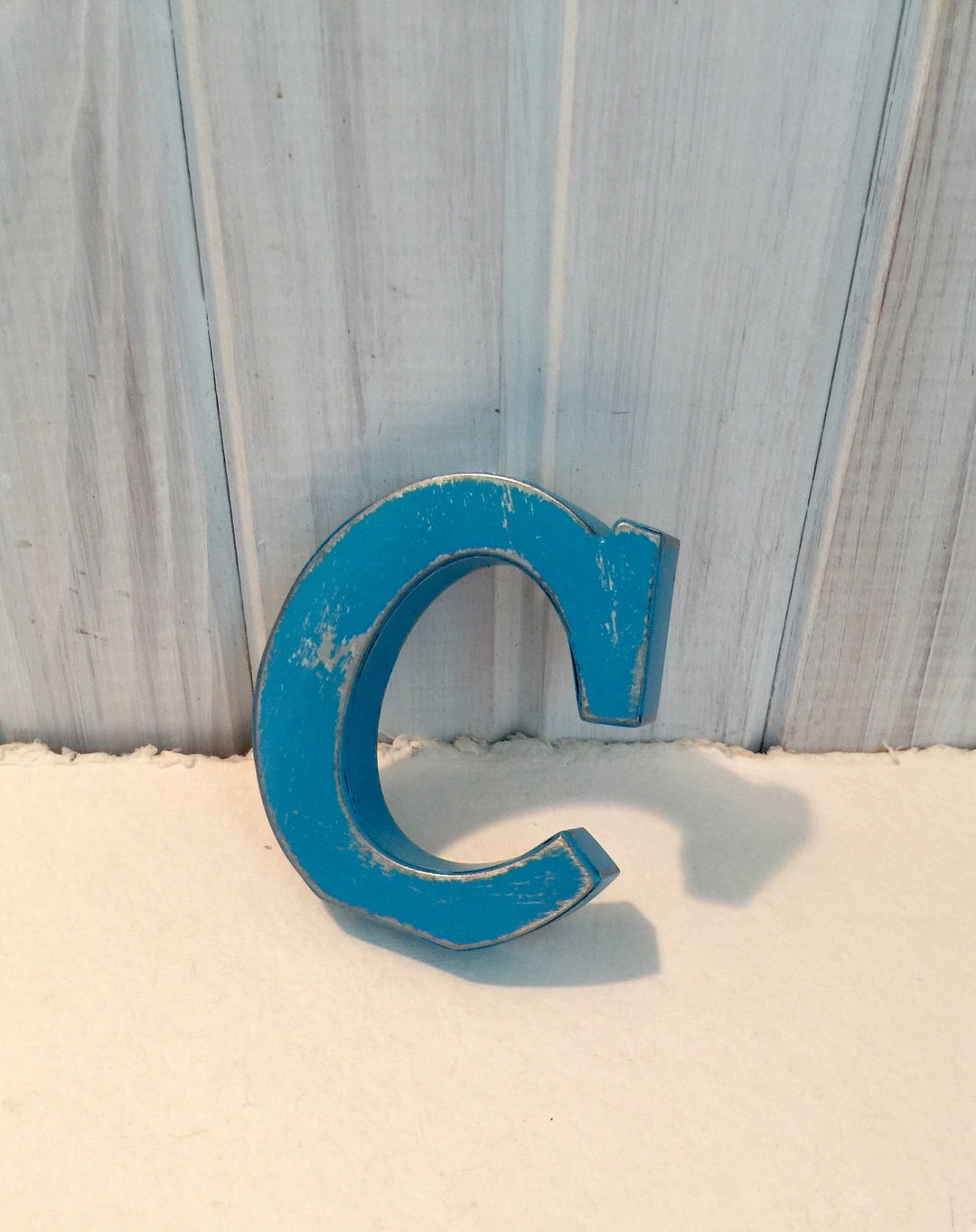 Vintage Inspired Metal Letter C Distressed Letter Turquoise Industrial ...