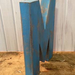 12 Inch Letter M in Turquoise ~ Free Standing Paper Mache~ Distressed ...