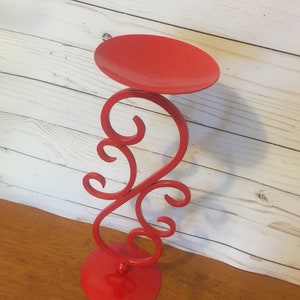 Metal Candle Stand is Red ~ Pillar Candle Holder ~ Red Candle Holder ...