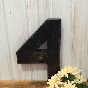Number Four in Soft Black ~ Distressed ~ Great Shelf or Wall Decor ...