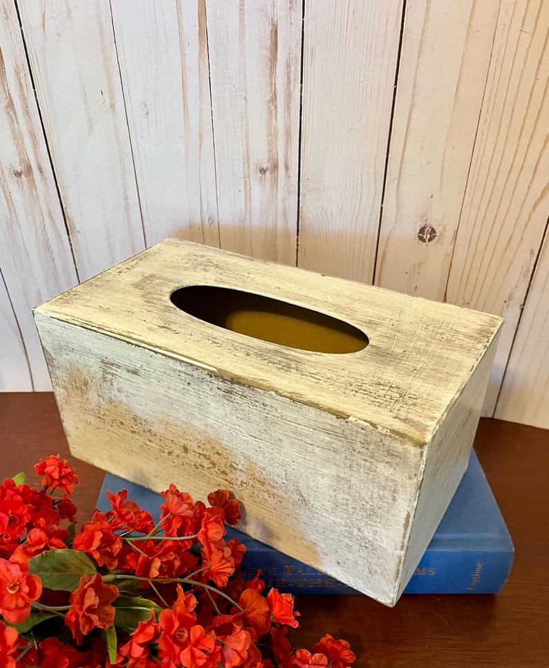 Tissue Box Cover in Soft White ~ Rectangular Tissue Box Holder ~ Paper ...
