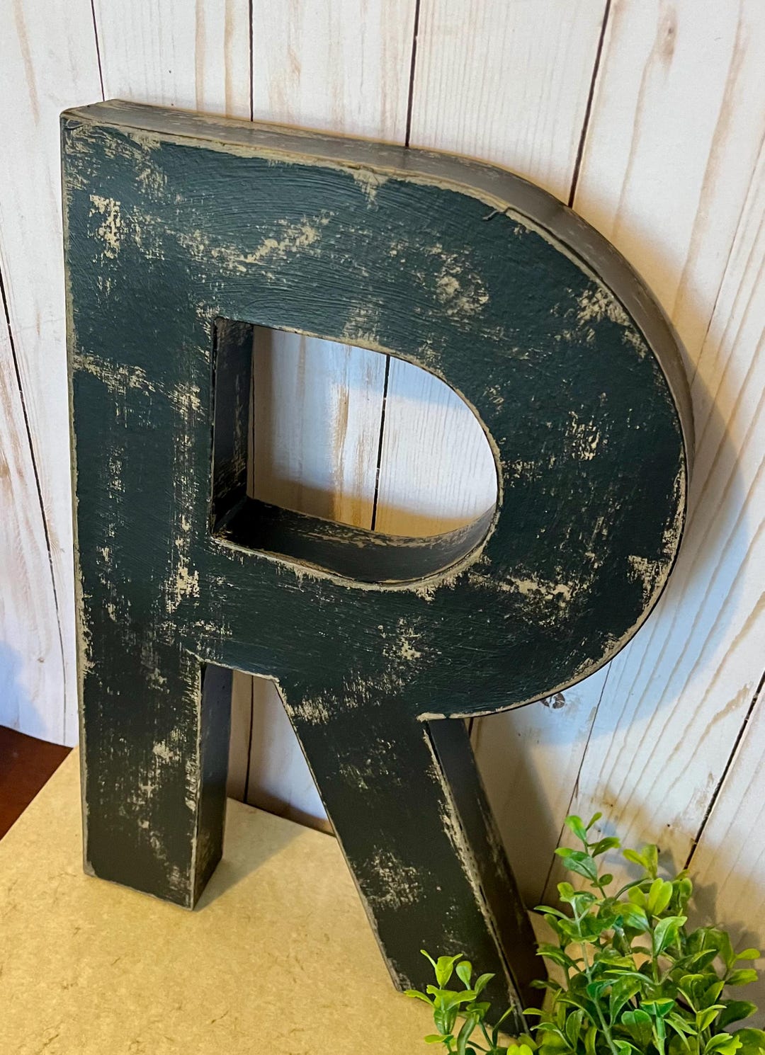 16 Inch Letter R in Soft Black ~ Distressed Letter R ~ Large Letter R ...