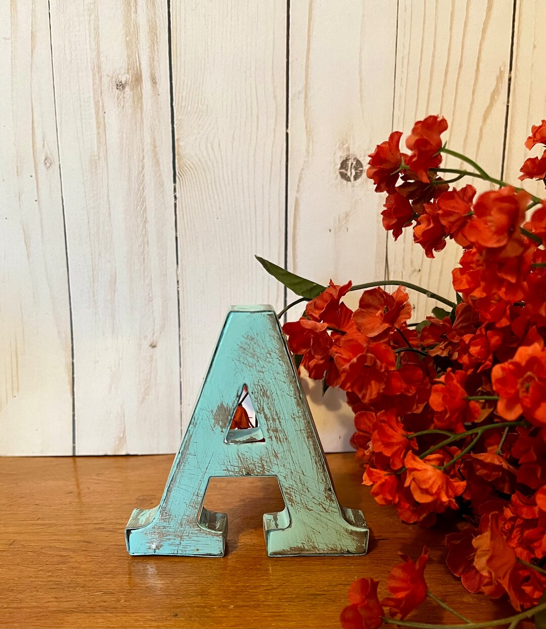 4 Inch Letter A in Bird Egg Blue ~ Vintage Inspired Metal Letter ...