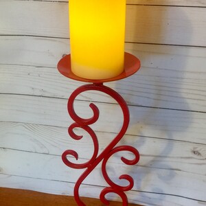 Metal Candle Stand is Red ~ Pillar Candle Holder ~ Red Candle Holder ...