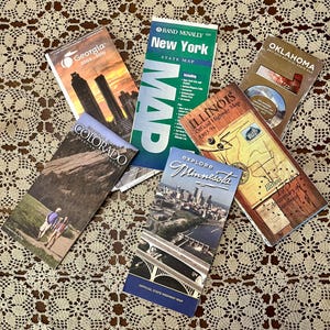 Vintage US Road Maps Set of Six US Road Map Scrapbooking Paper Crafting ...