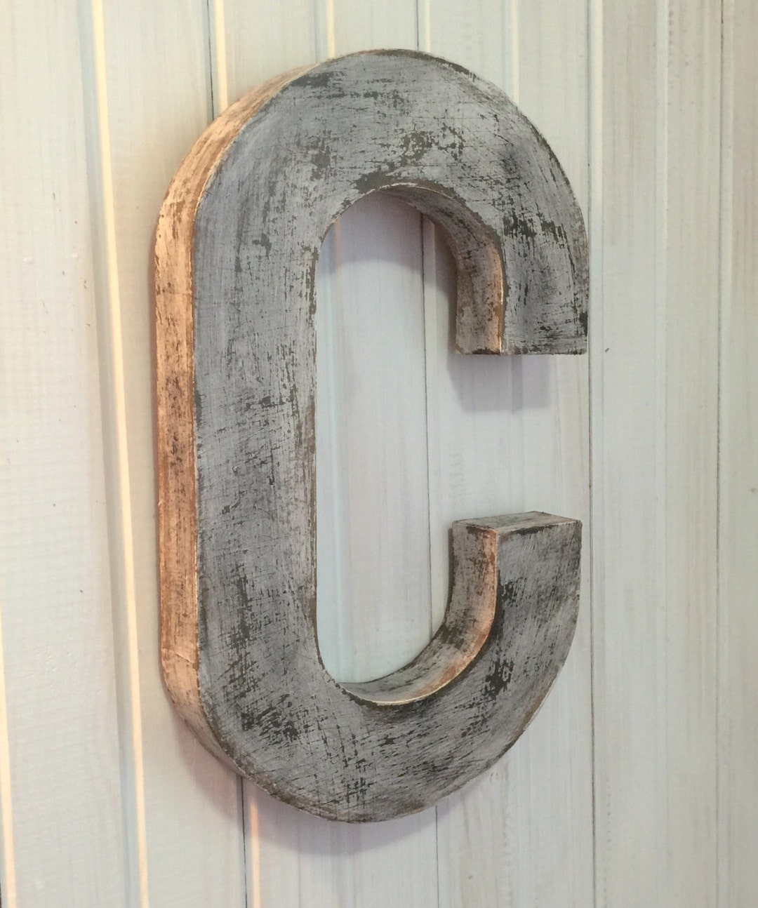 Letter C in Soft White ~ 16 Inches Tall ~ Large Letter C ~ Cottage ...